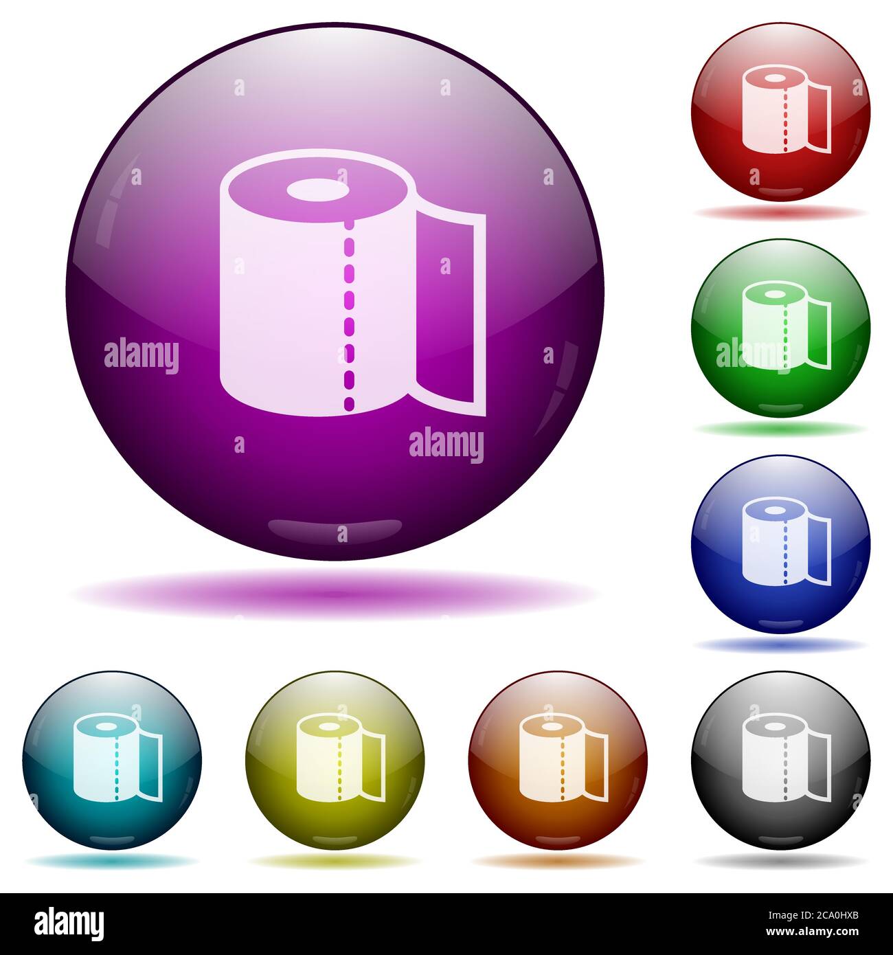 Paper towel icons in color glass sphere buttons with shadows Stock Vector Image & Art - Alamy