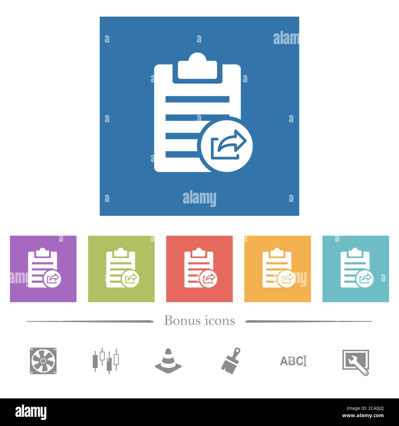 Export note flat white icons in square backgrounds. 6 bonus icons ...