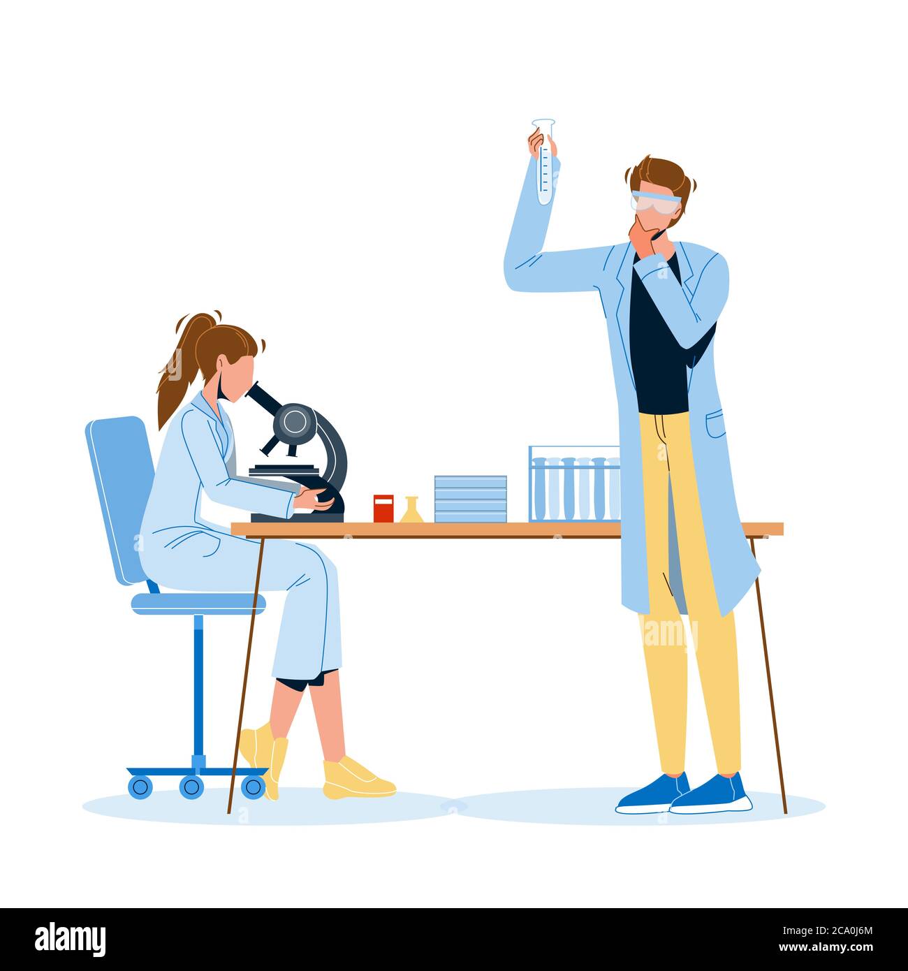 Scientists Work And Research In Laboratory Vector Stock Vector Image ...