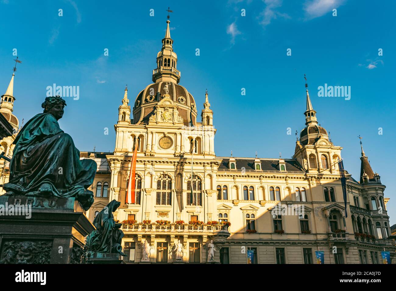 View on the town hall from the city square in Graz city Stock Photo - Alamy