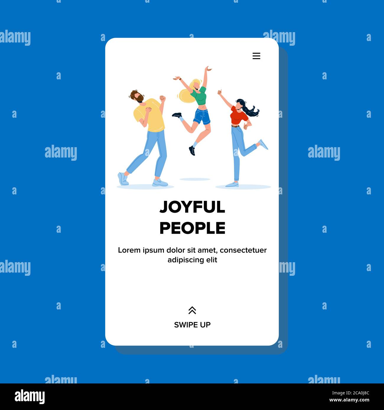 Joyful People Celebrate Dancing And Jumping Vector Illustration Stock ...