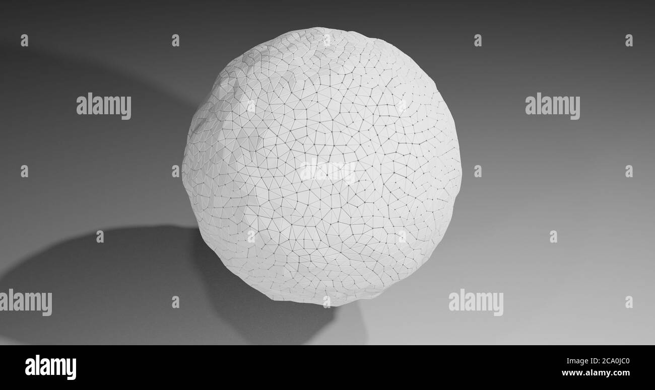 wireframed and deformed ball with mesh structure render in 3d ...