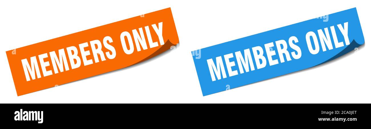 members only paper peeler sign set. members only sticker Stock Vector ...