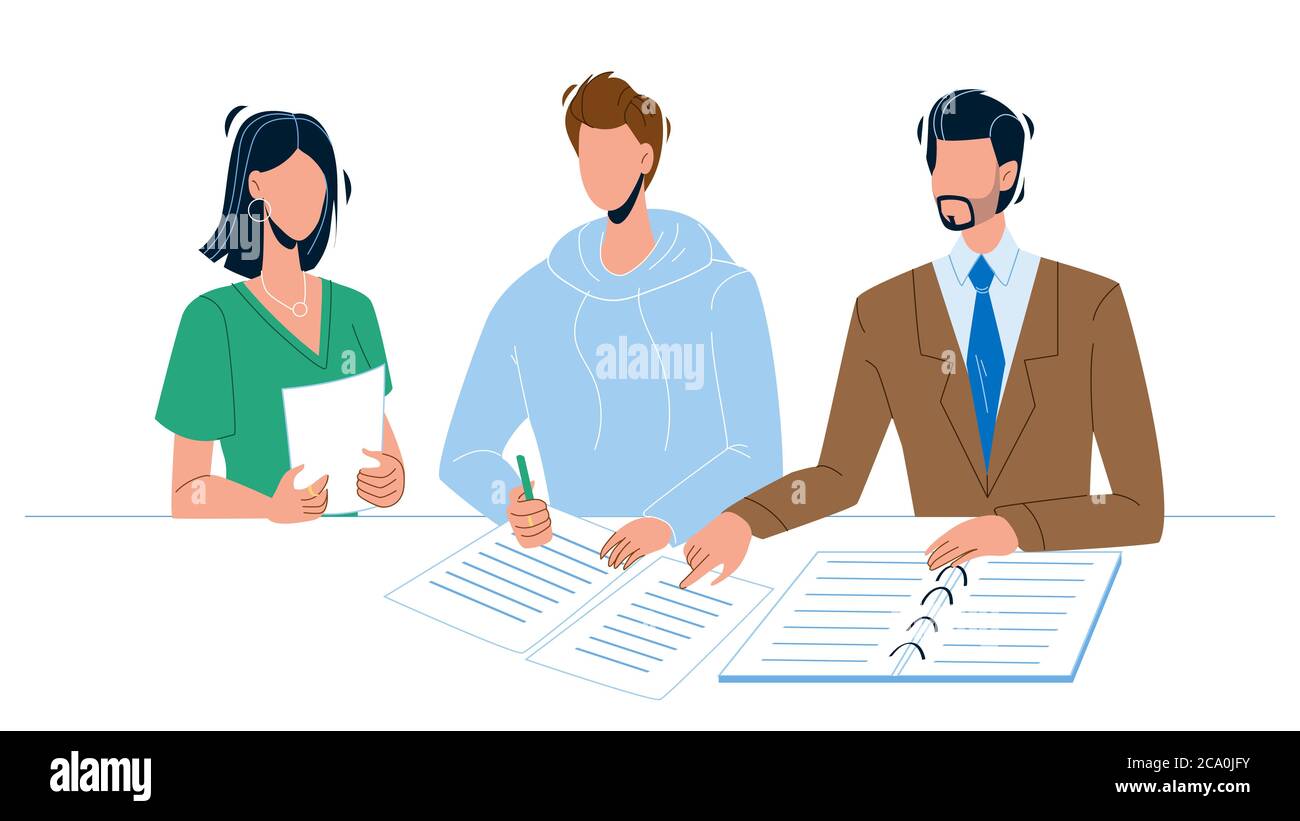 Man Signing Notary Document by Signature Vector Stock Vector Image ...