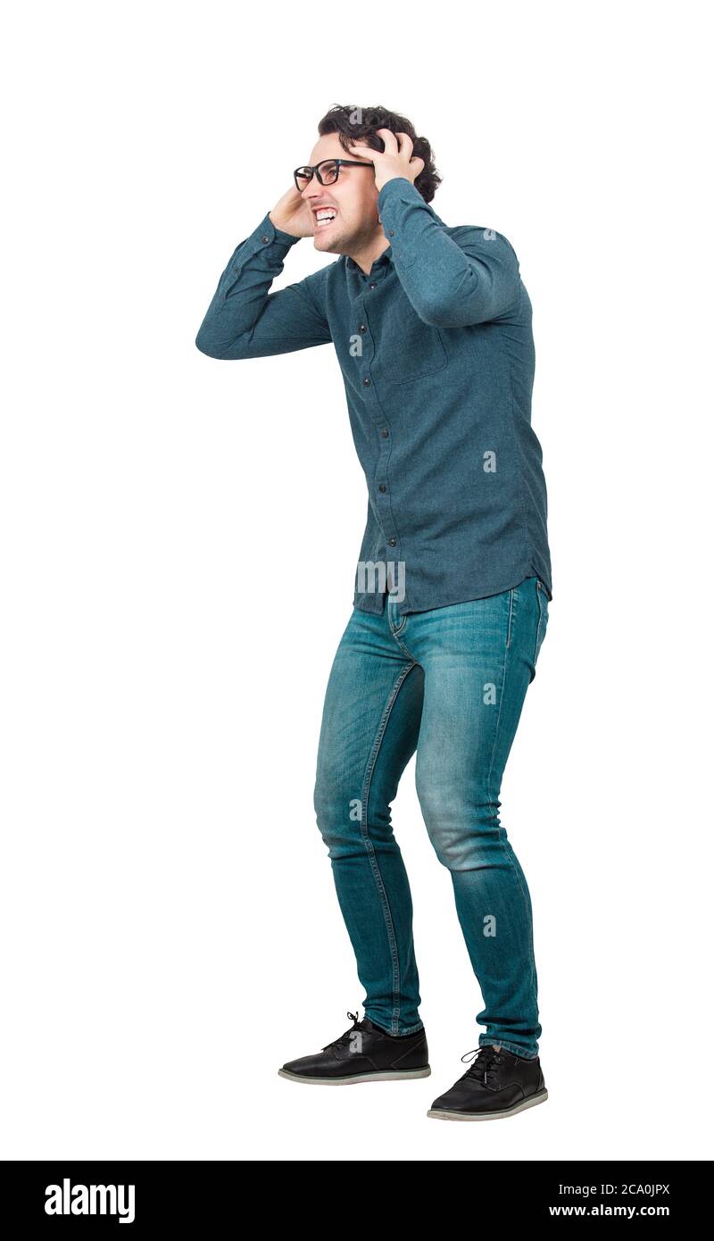 Unhappy person feeling stressed Cut Out Stock Images & Pictures - Alamy