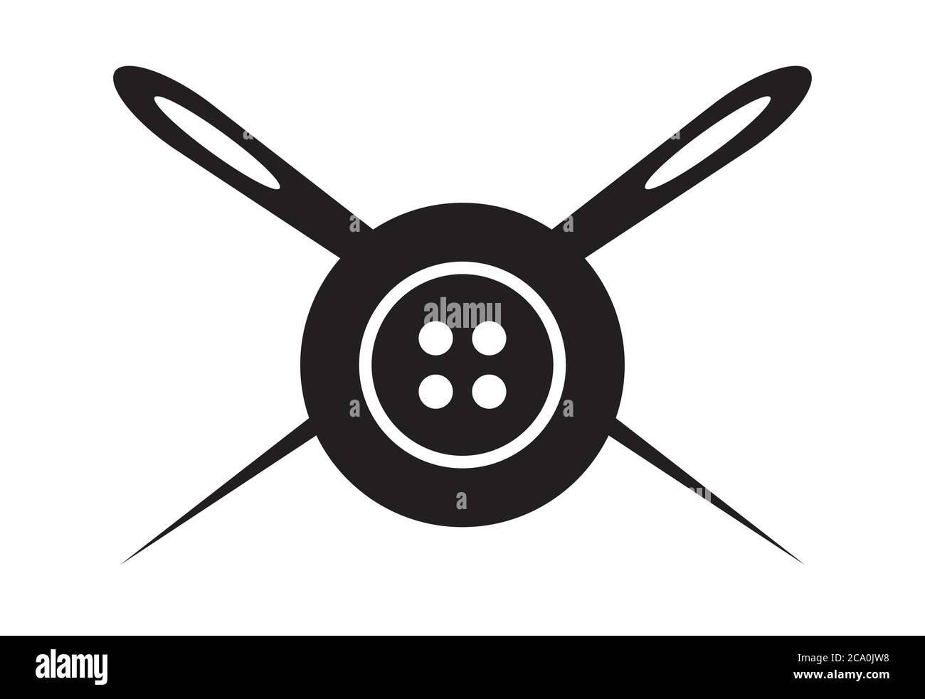 Crossed Sewing Needles with sewing button circle logotype. Tailor logo ...