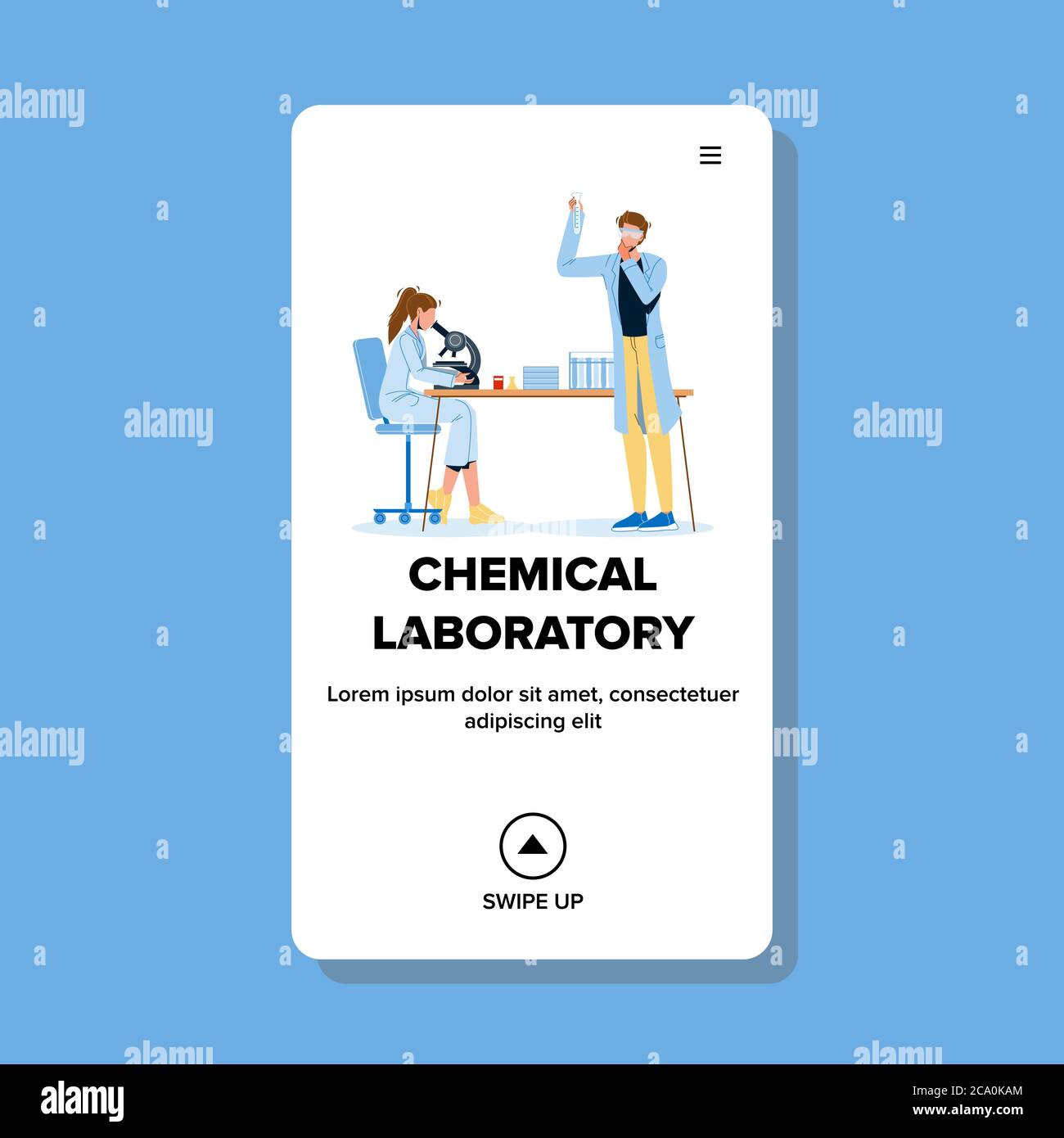 Chemists Working In Chemical Laboratory Vector Illustration Stock ...