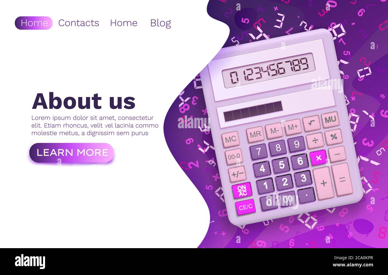 Calculator web finance technology, business banner flat website, Vector ...