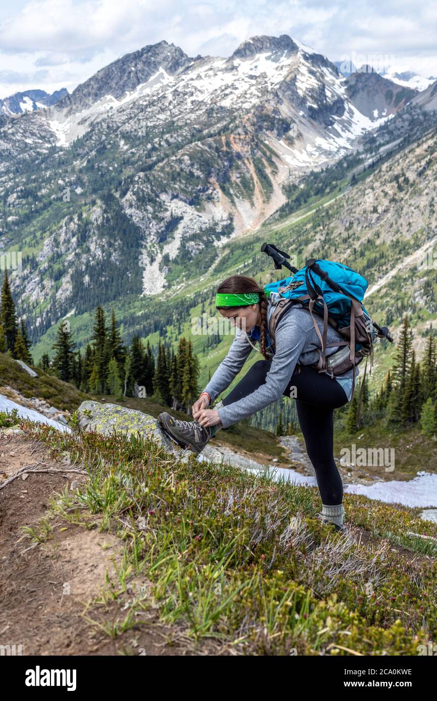Hiking scenes in the beautiful North Cascades wilderness Stock Photo ...
