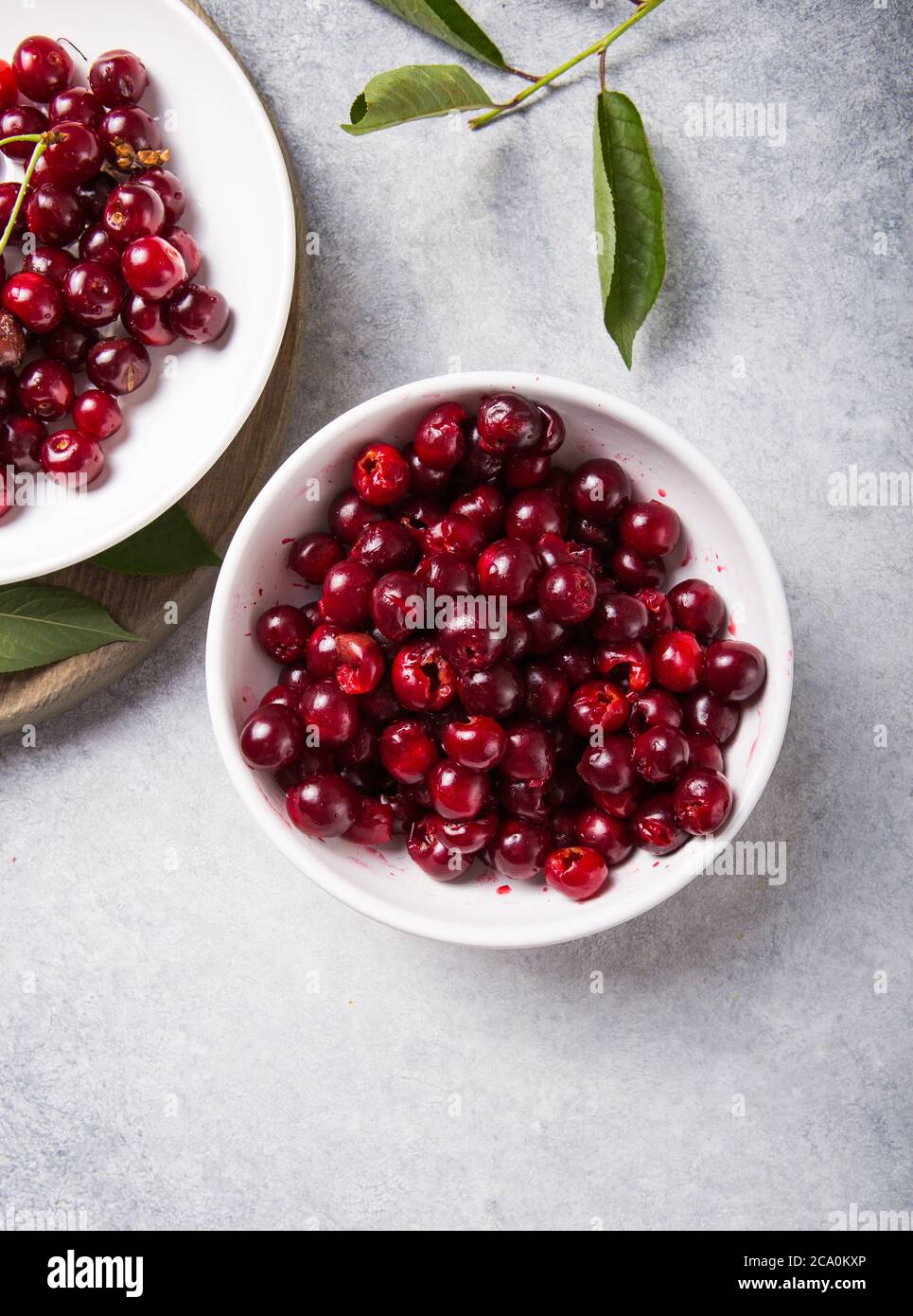 Fresh Pitted Cherries Stock Photo - Alamy