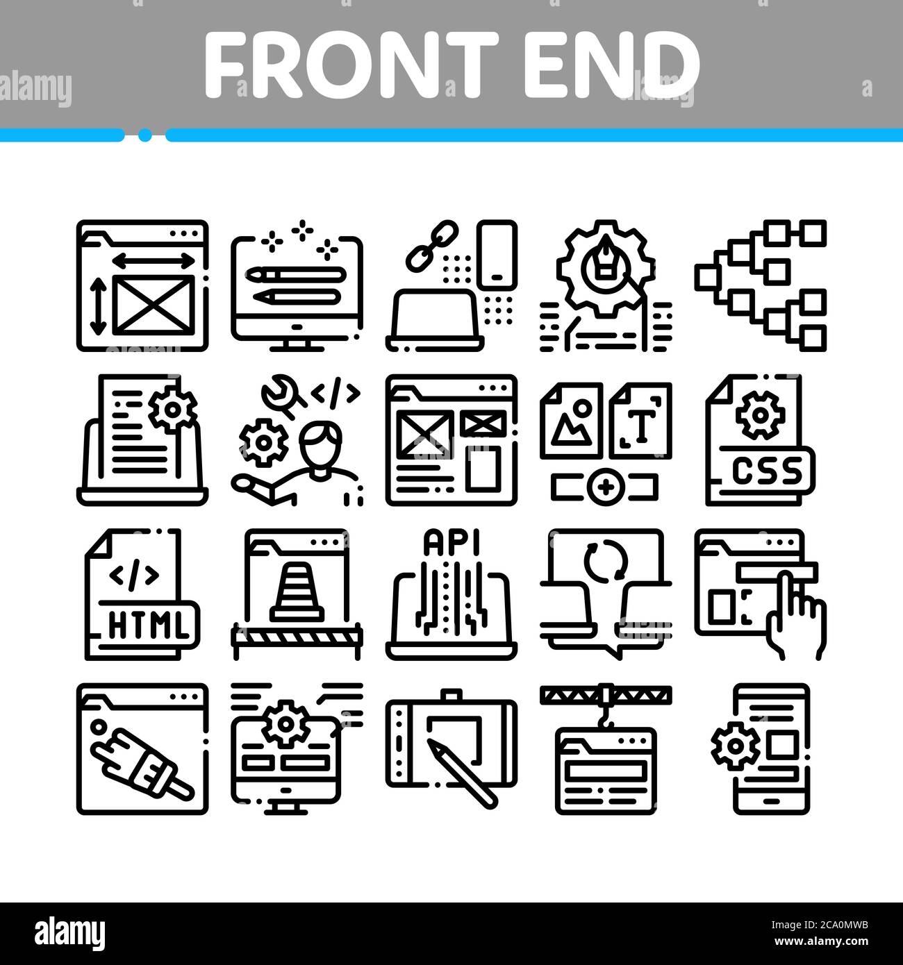 Front End Development Collection Icons Set Vector Stock Vector Image ...