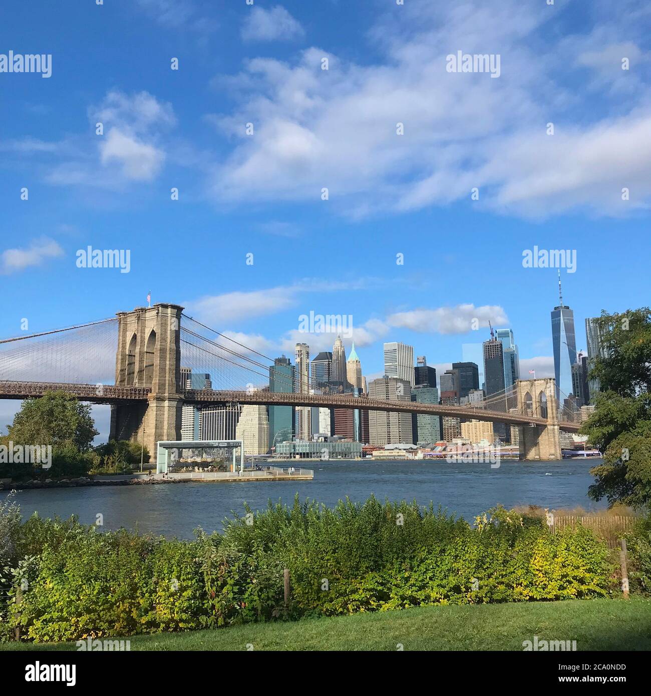 View of lower manhattan and brooklyn bridge Stock Photo - Alamy