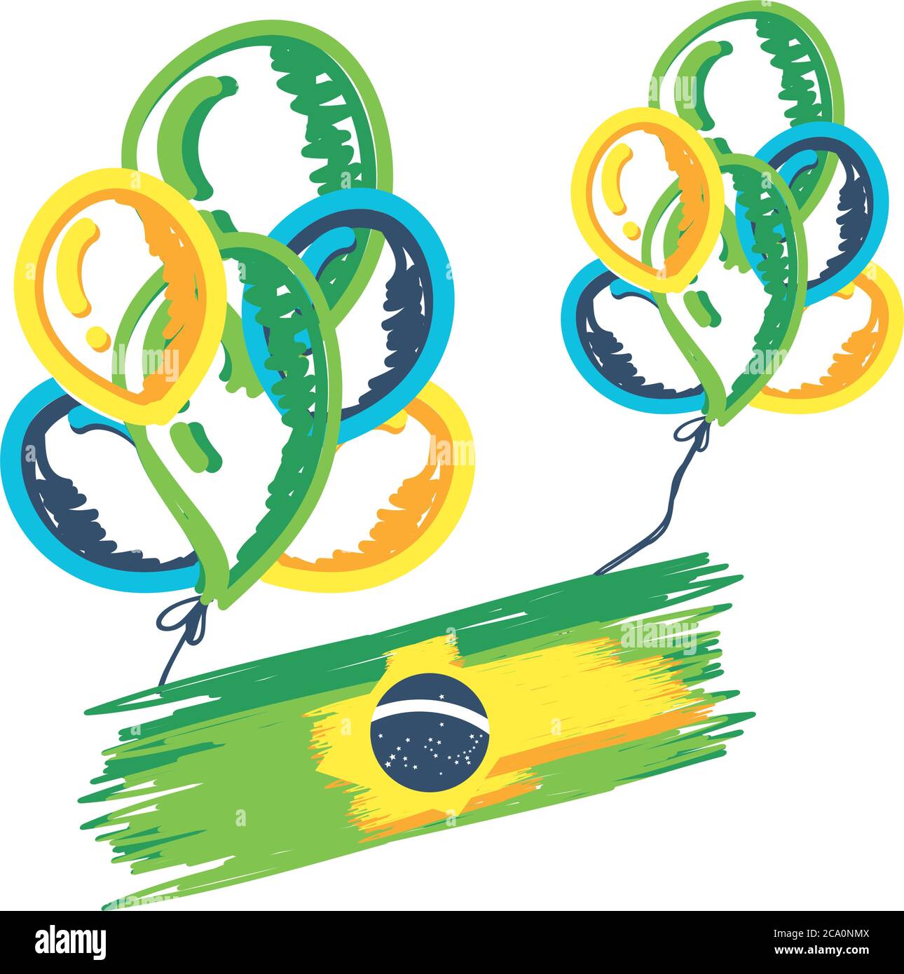 brazil flag with balloons, independence day of brazil vector ...