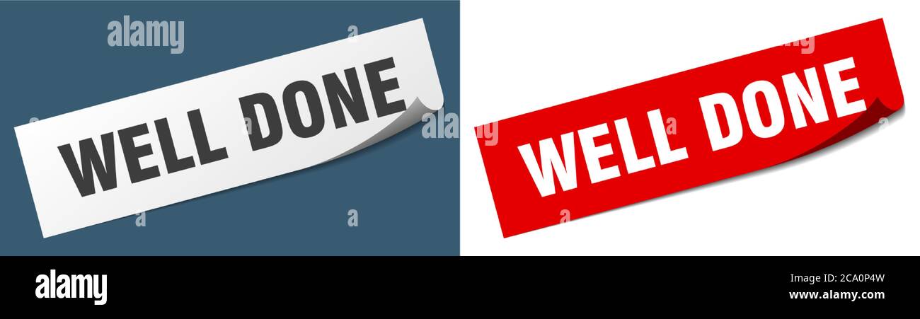 well done paper peeler sign set. well done sticker Stock Vector Image ...