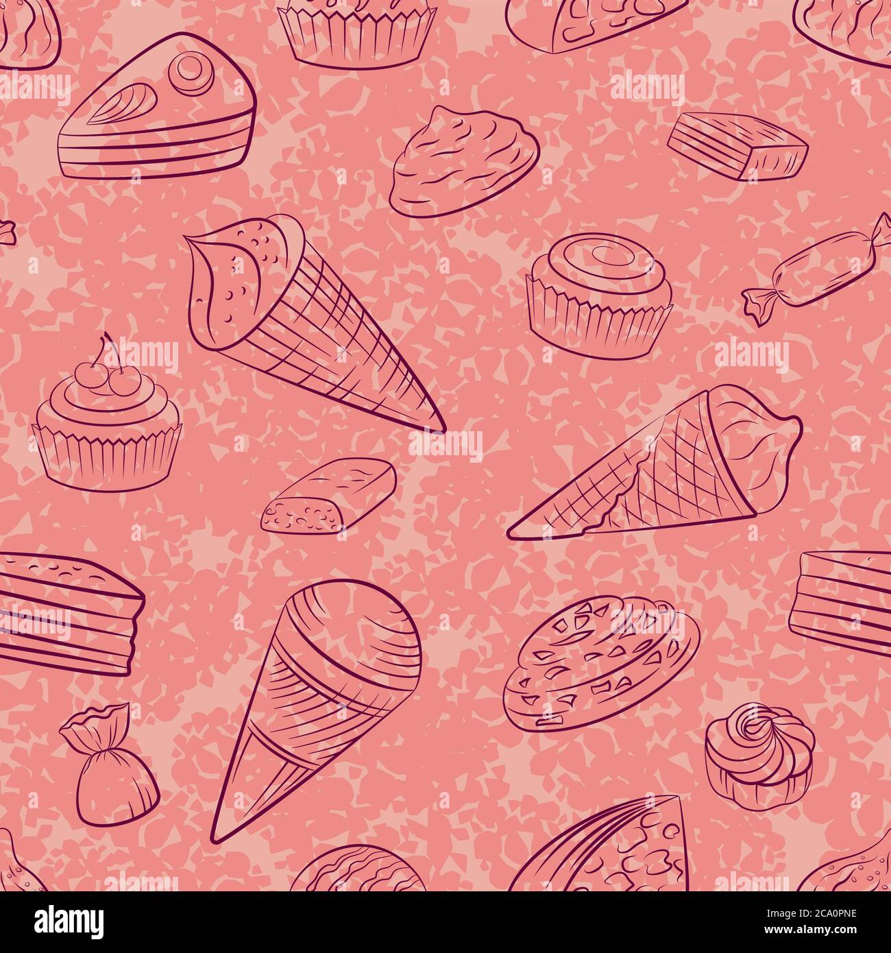 Seamless Background, Food, Sweets Contours, Pink Wallpaper with Tile ...