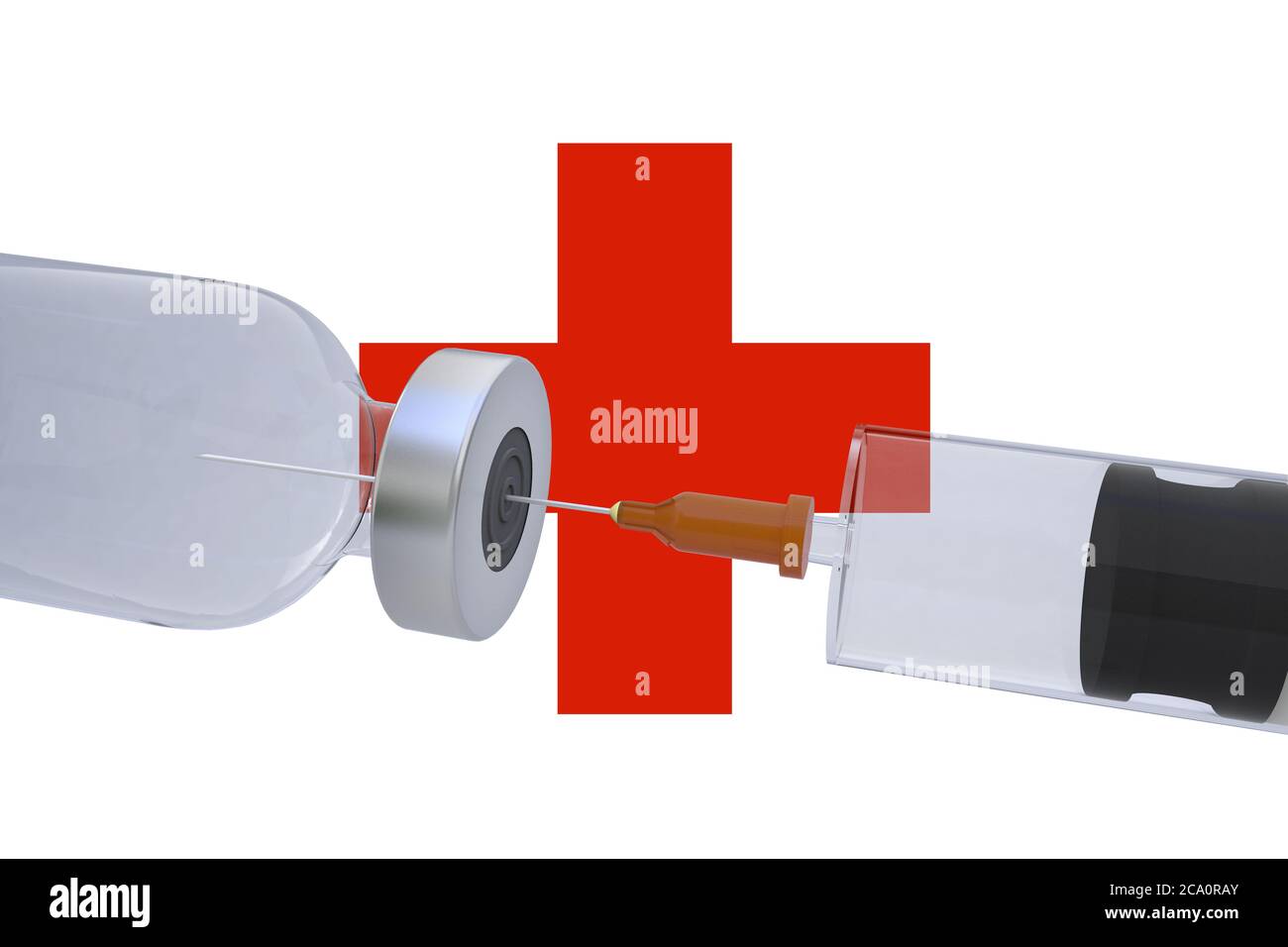 3D Illustration vaccine container bottle accompanied by a syringe with ...