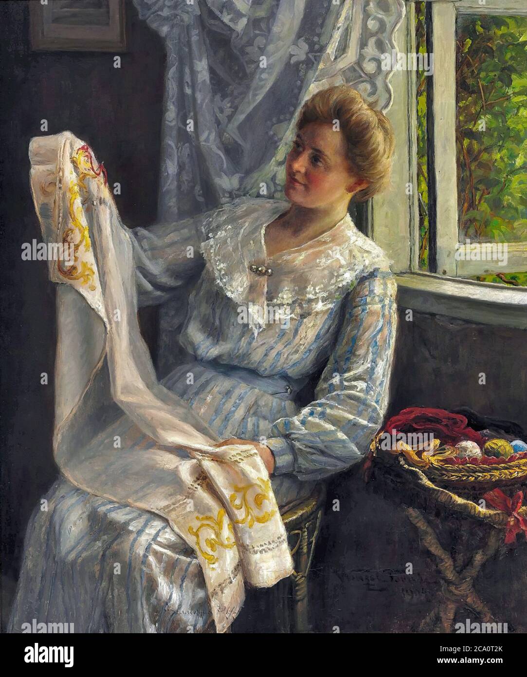 Tornoe Wenzel Ulrik - Young Girl with Her Handwork - Danish School ...