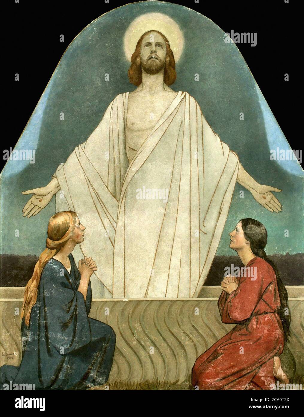 Tuxen Laurits - Altarpiece with Jesus and Two Women - Danish School ...