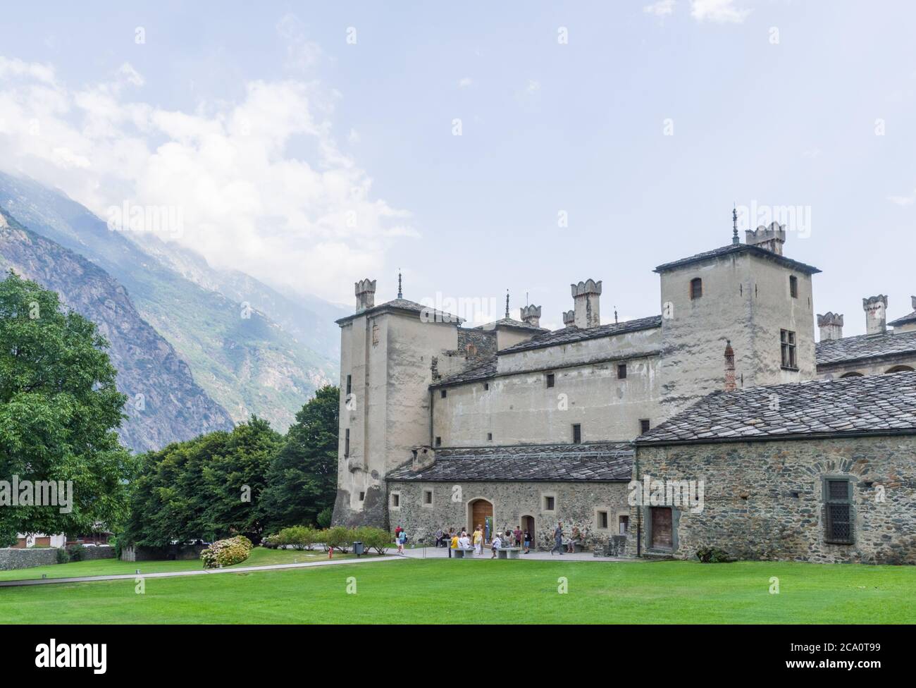 Issogne, Italy (30th July 2020) - The medieval castle of Issogne in the ...
