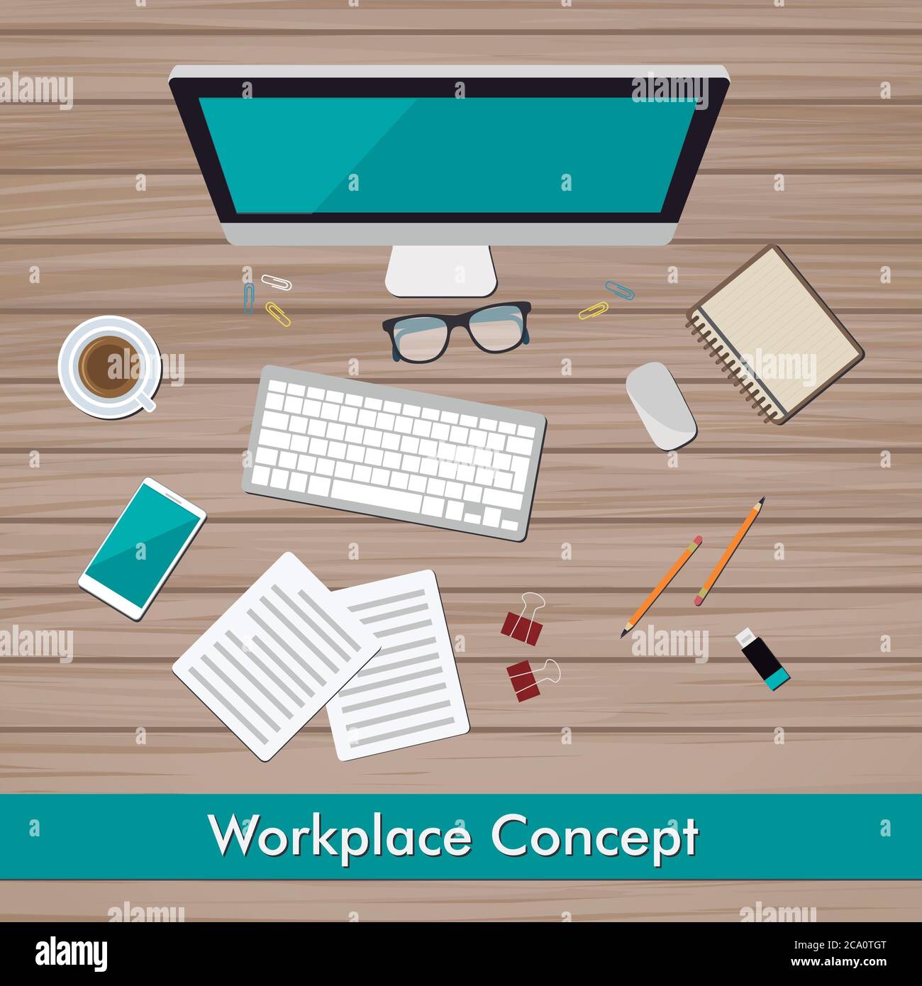Workplace Concept and Business Elements Vector Design Stock Vector ...