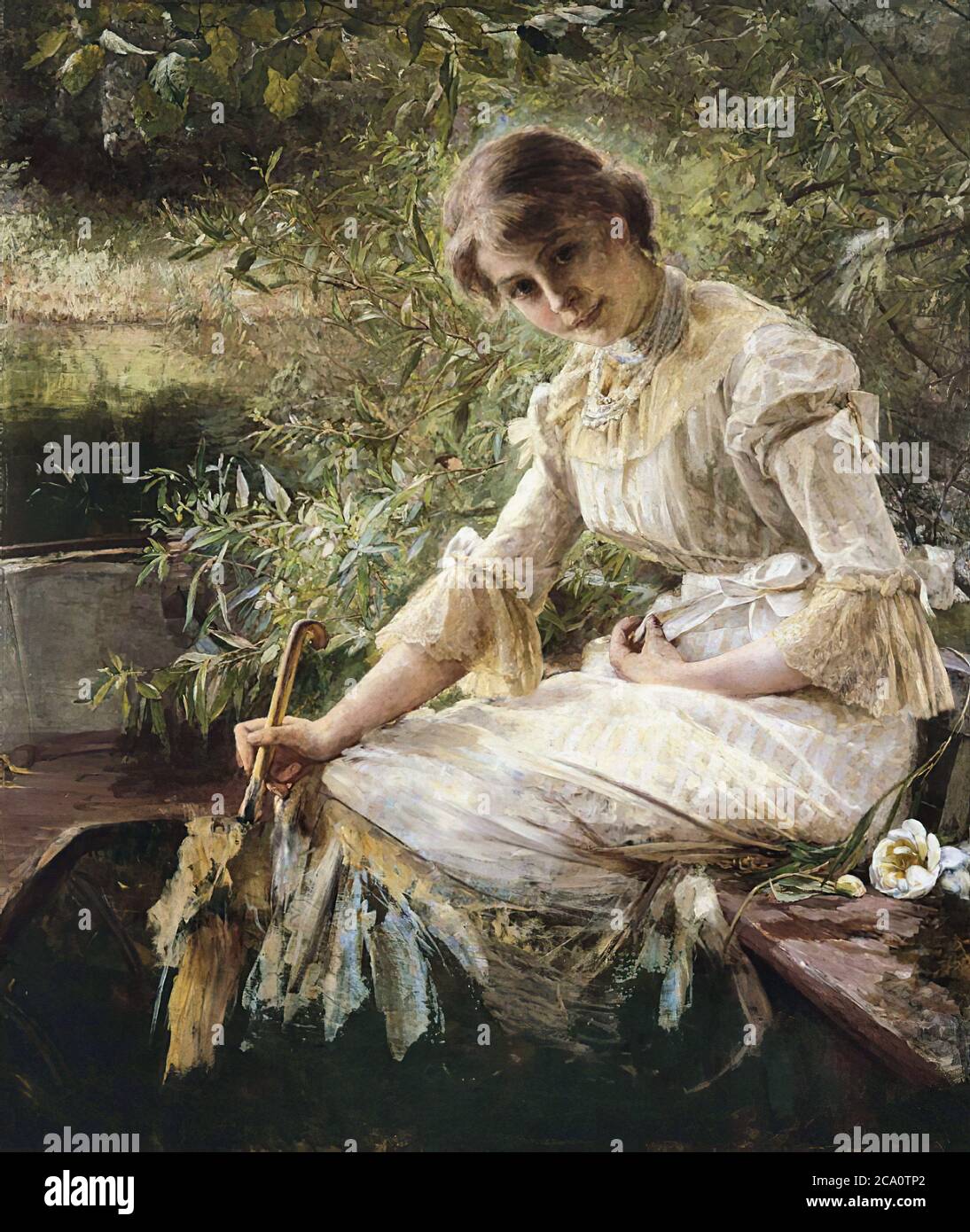 Wegmann Bertha - a Young Woman Marie Triepcke Sitting in a Boat ...