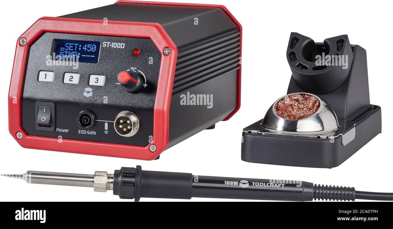 Digital soldering station on white background Stock Photo - Alamy