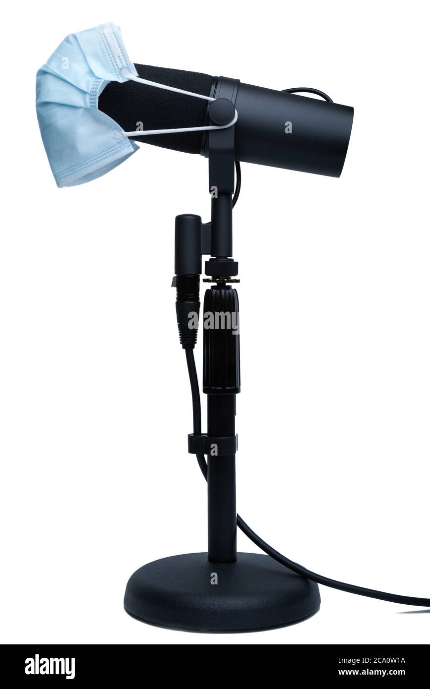 Microphone with Face Mask on Side View Stock Photo - Alamy
