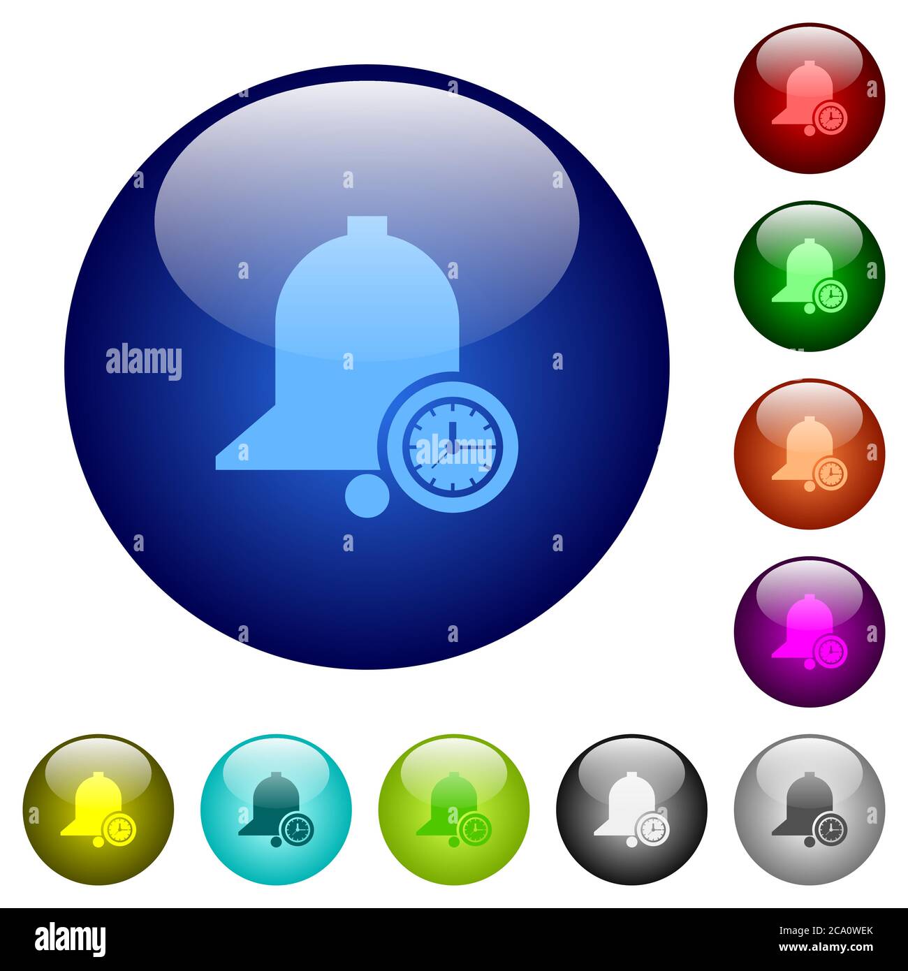 Reminder time icons on round color glass buttons Stock Vector Image ...