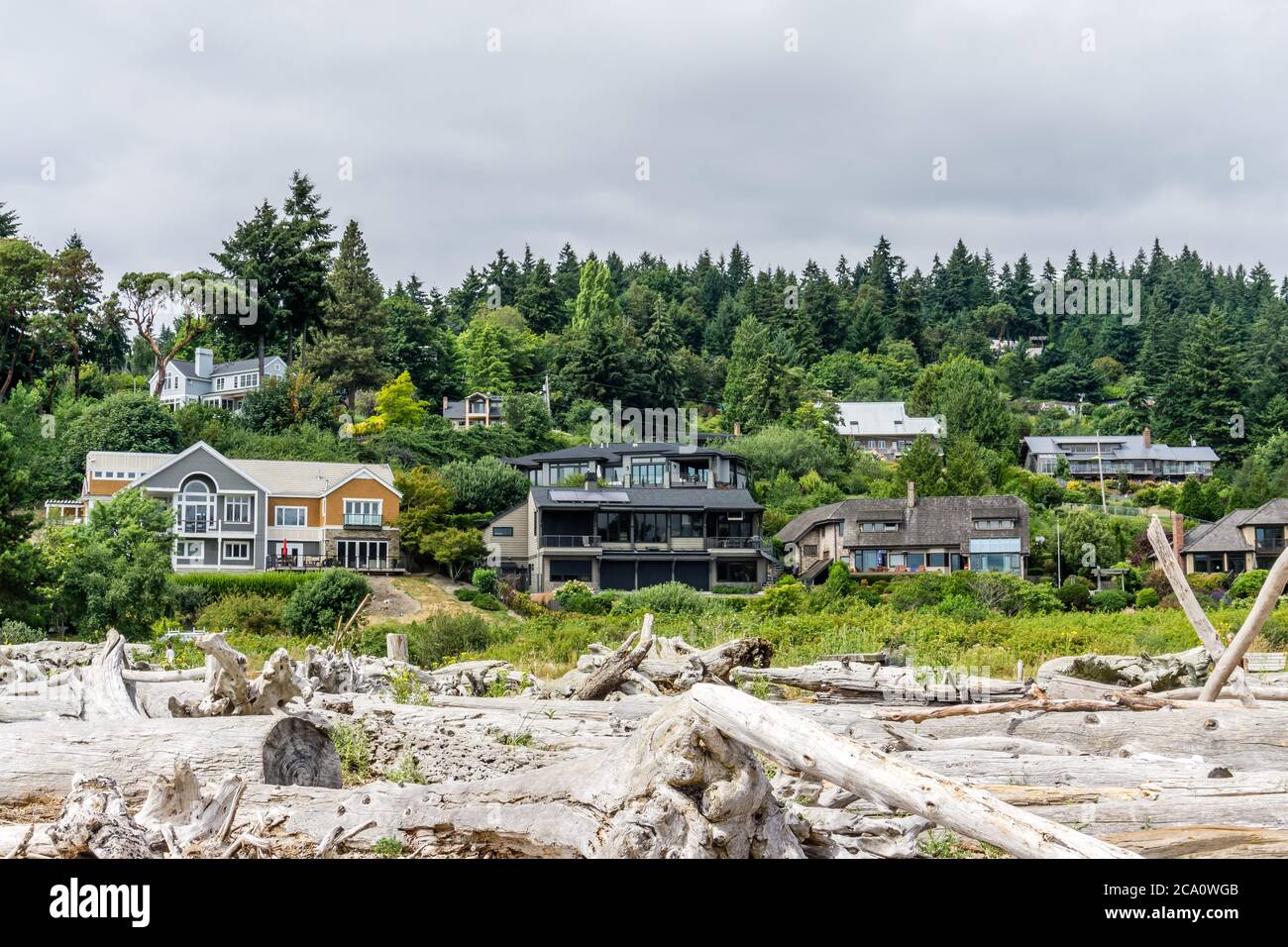 Waterfront homes at low tide in Normandy Park, Washington Stock Photo ...
