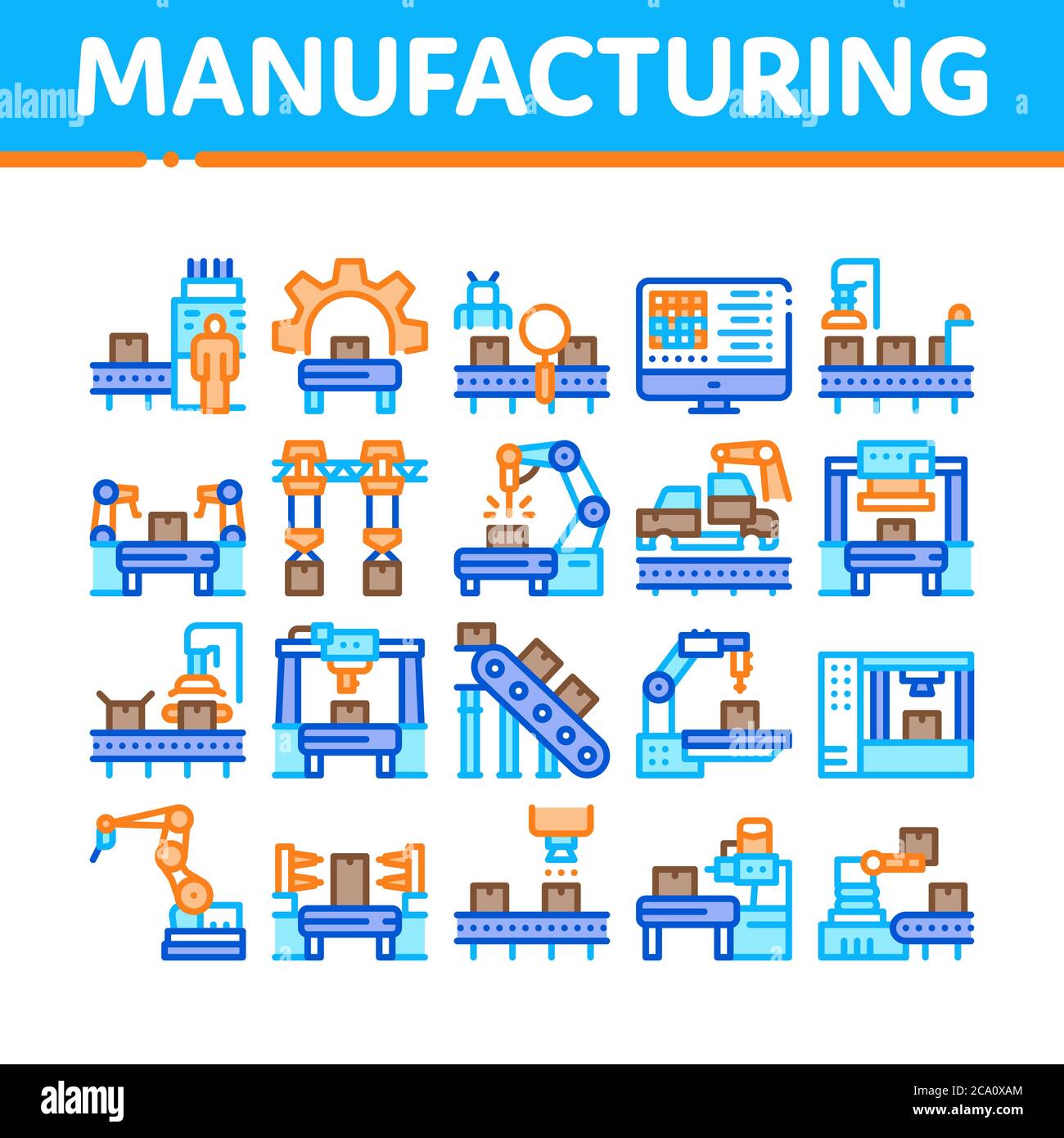 Manufacturing Process Collection Icons Set Vector Illustrations Stock ...