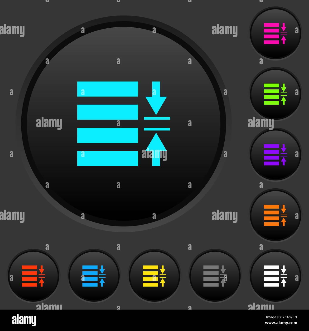 Adjust line spacing dark push buttons with vivid color icons on dark ...