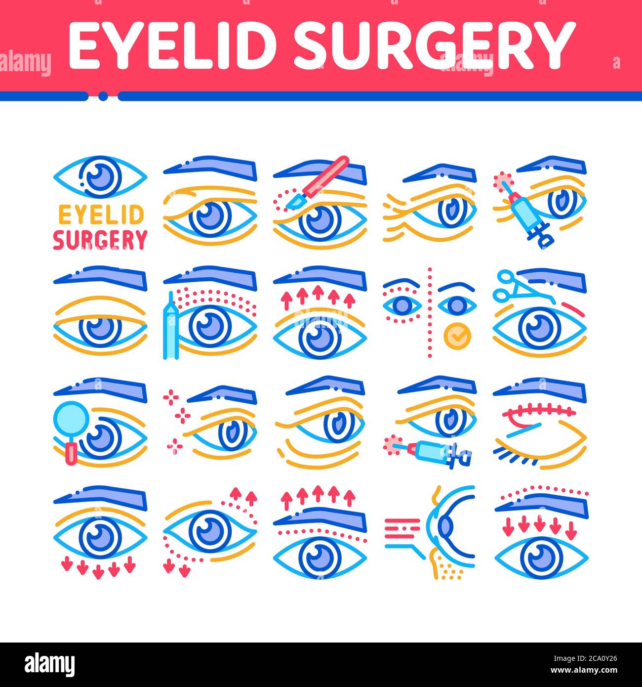 Eyelid Surgery Healthy Collection Icons Set Vector Stock Vector Image ...