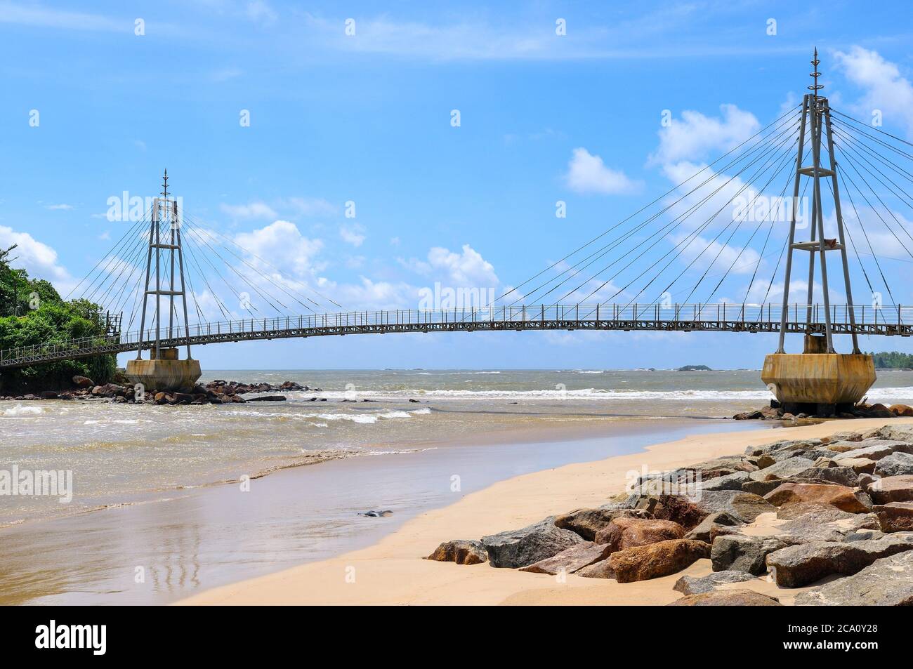 Bridge to the island with a Buddhist temple, Matara, Sri Lanka Stock ...