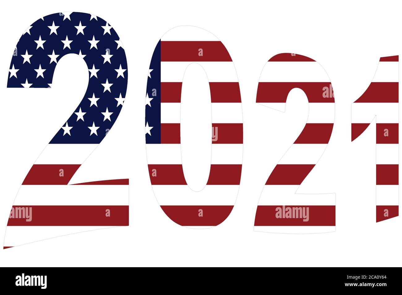Flag of the USA on 2021 letters with isolated background Stock Photo ...