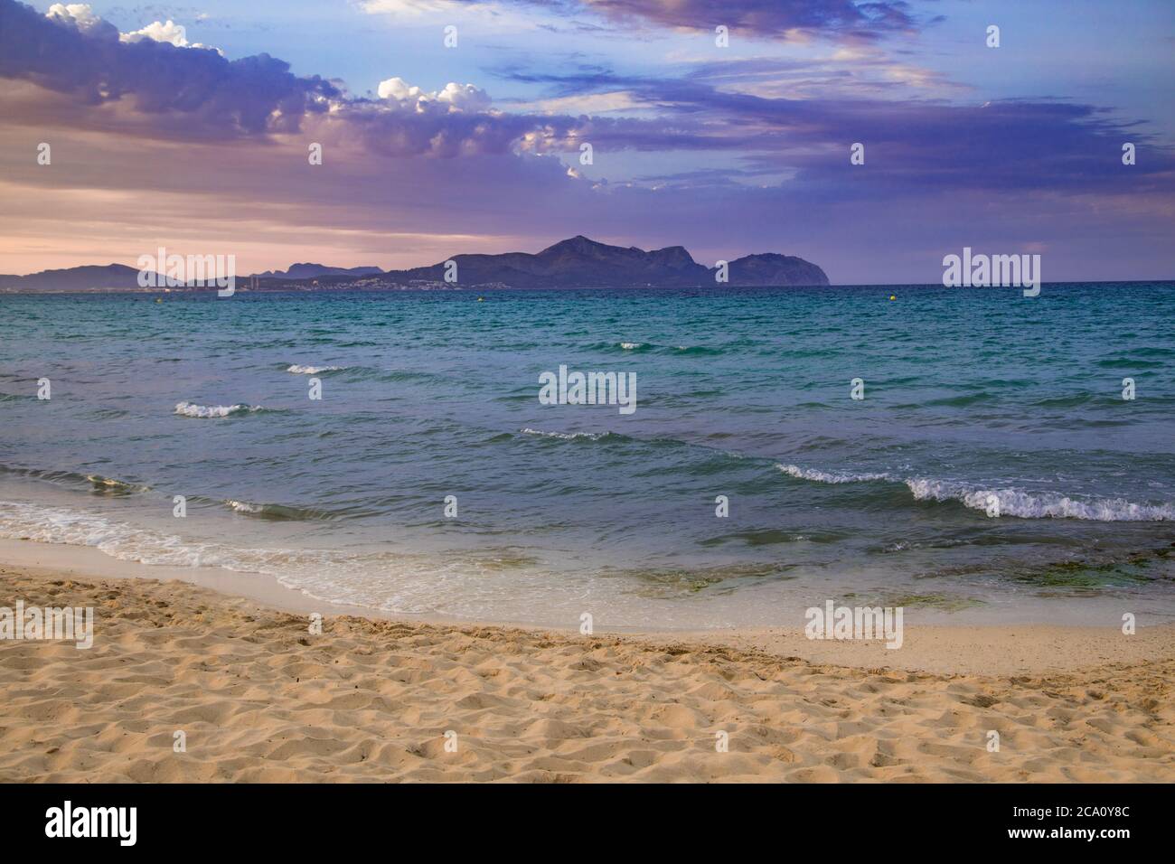 Wind weather over sea on Mallorca island Mediterranean sea with ...