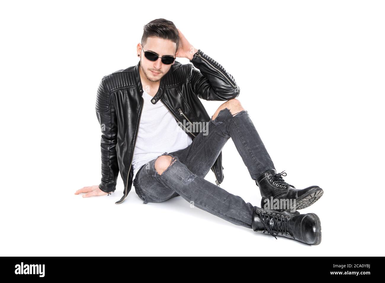 Bad Boy in white Studio Stock Photo - Alamy