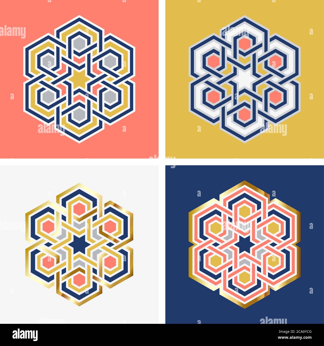 Set of four templates with traditional arabic islam geometric art ...
