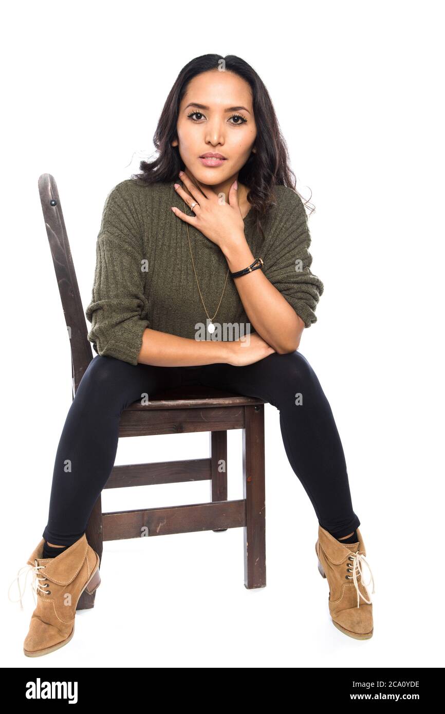 beautiful woman on chair Stock Photo - Alamy