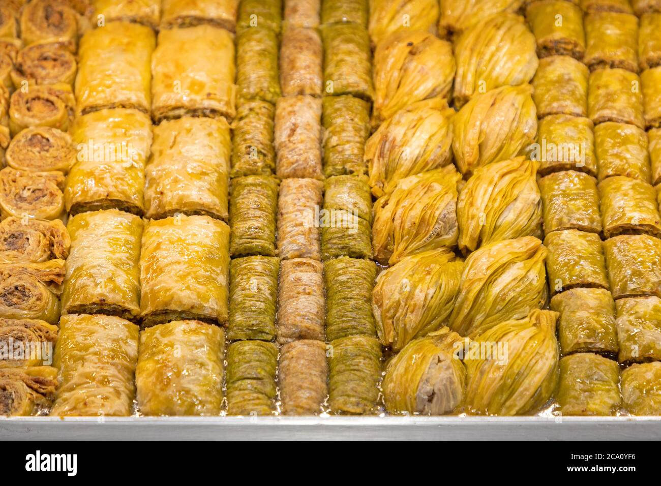 Traditional Dessert Baklava Variety in Tray Turkish Cuisine Stock Photo ...