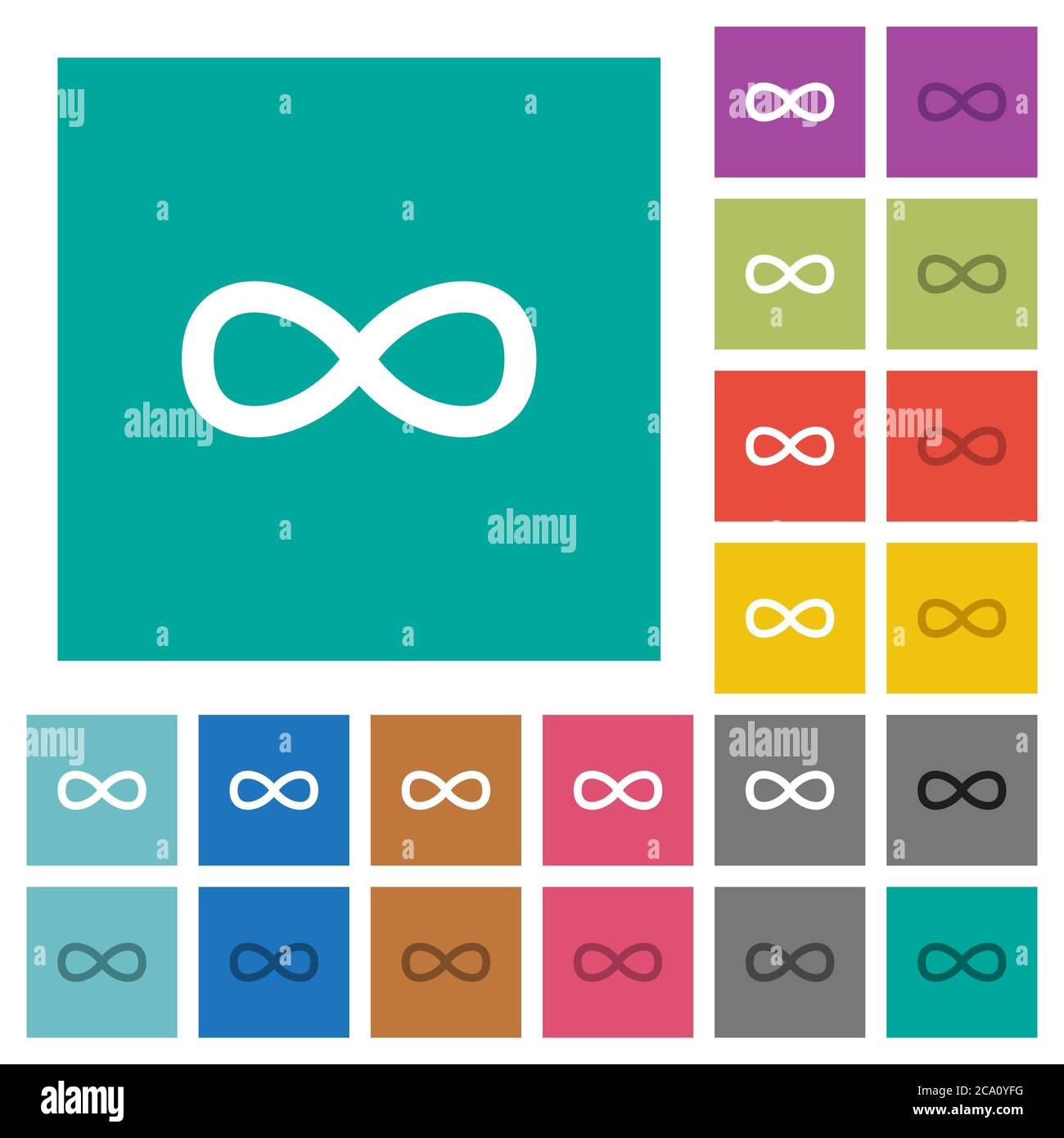 Infinity symbol multi colored flat icons on plain square backgrounds ...