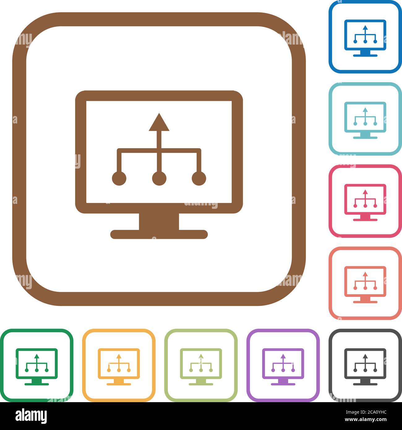 TV select source simple icons in color rounded square frames on white background Stock Vector ...