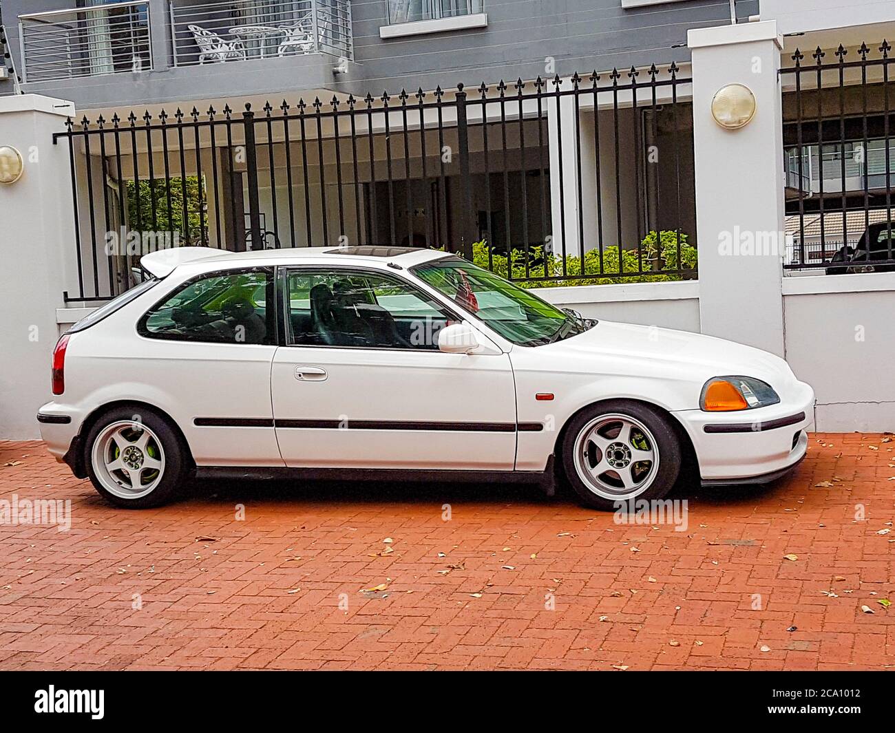 Stanced White Ek Coupe