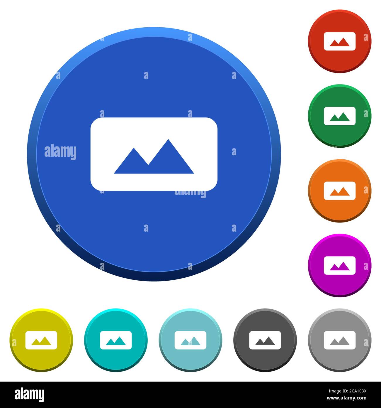 Panorama picture round color beveled buttons with smooth surfaces and ...