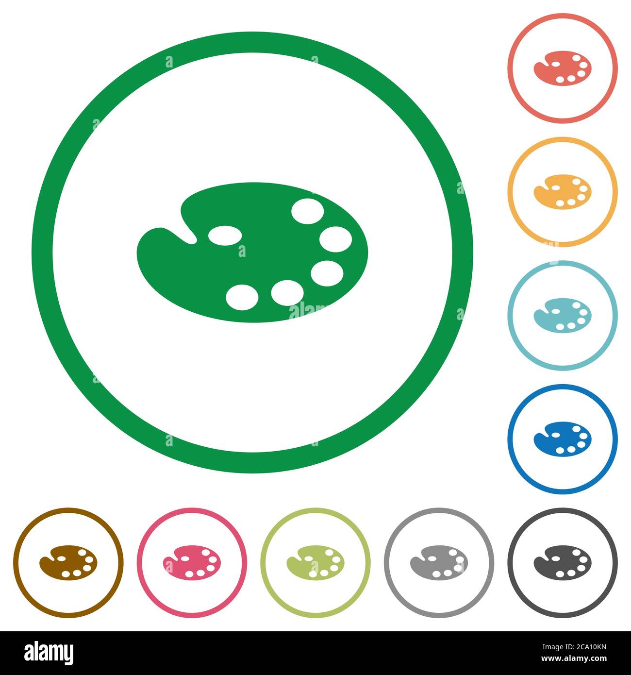 Color palette flat color icons in round outlines on white background ...
