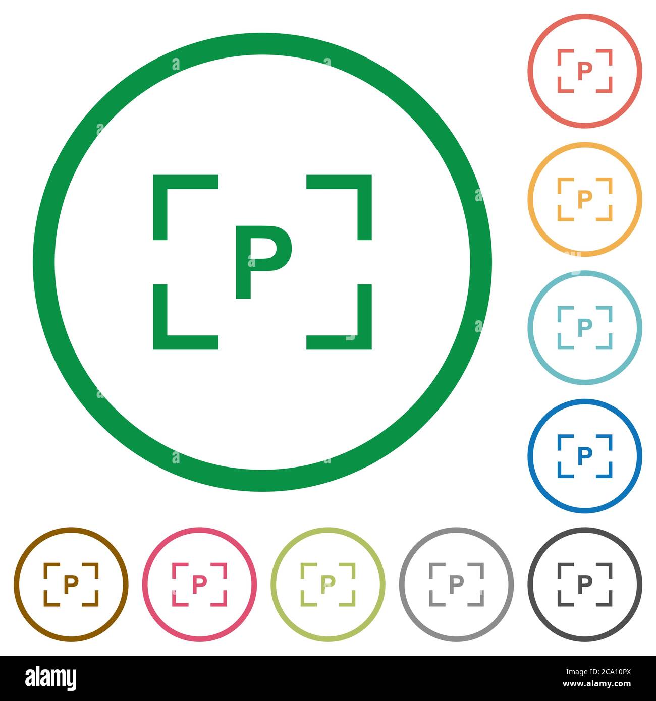 Camera program mode flat color icons in round outlines on white ...