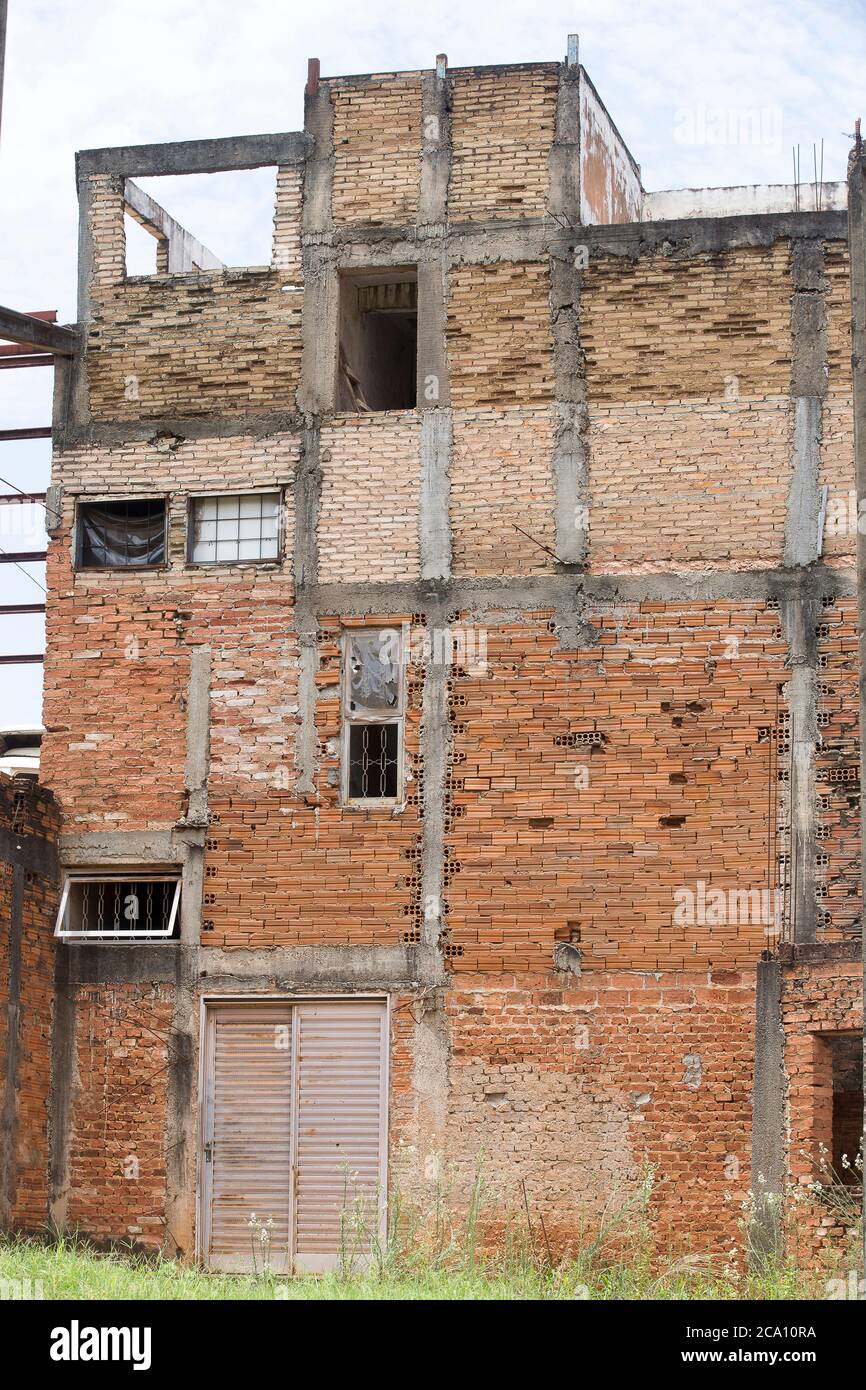 brick facade of residence in slum on sao paulo, brazil Stock Photo - Alamy
