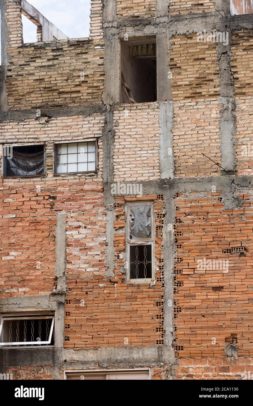 brick facade of residence in slum on sao paulo, brazil Stock Photo - Alamy