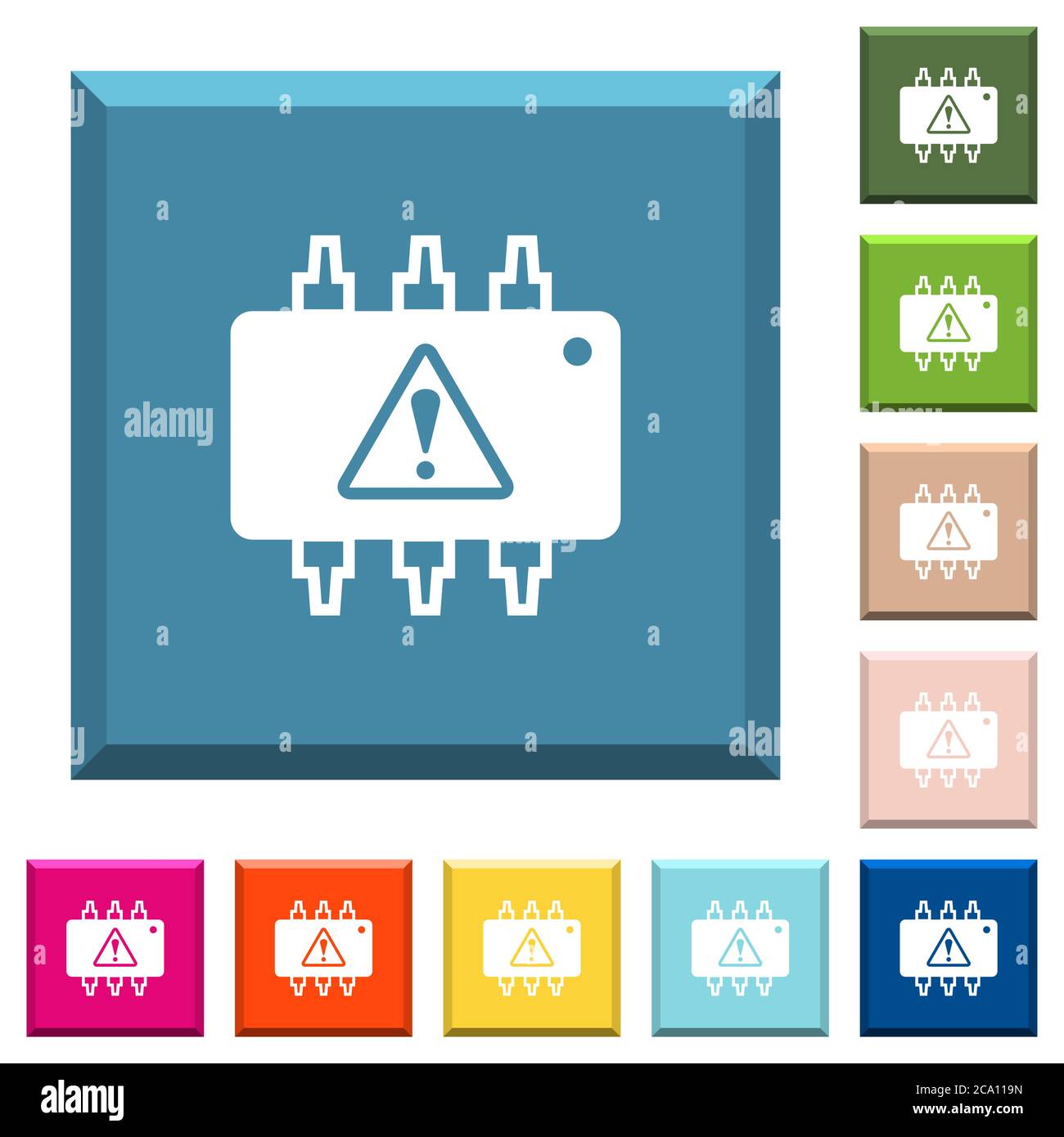 Hardware malfunction white icons on edged square buttons in various ...