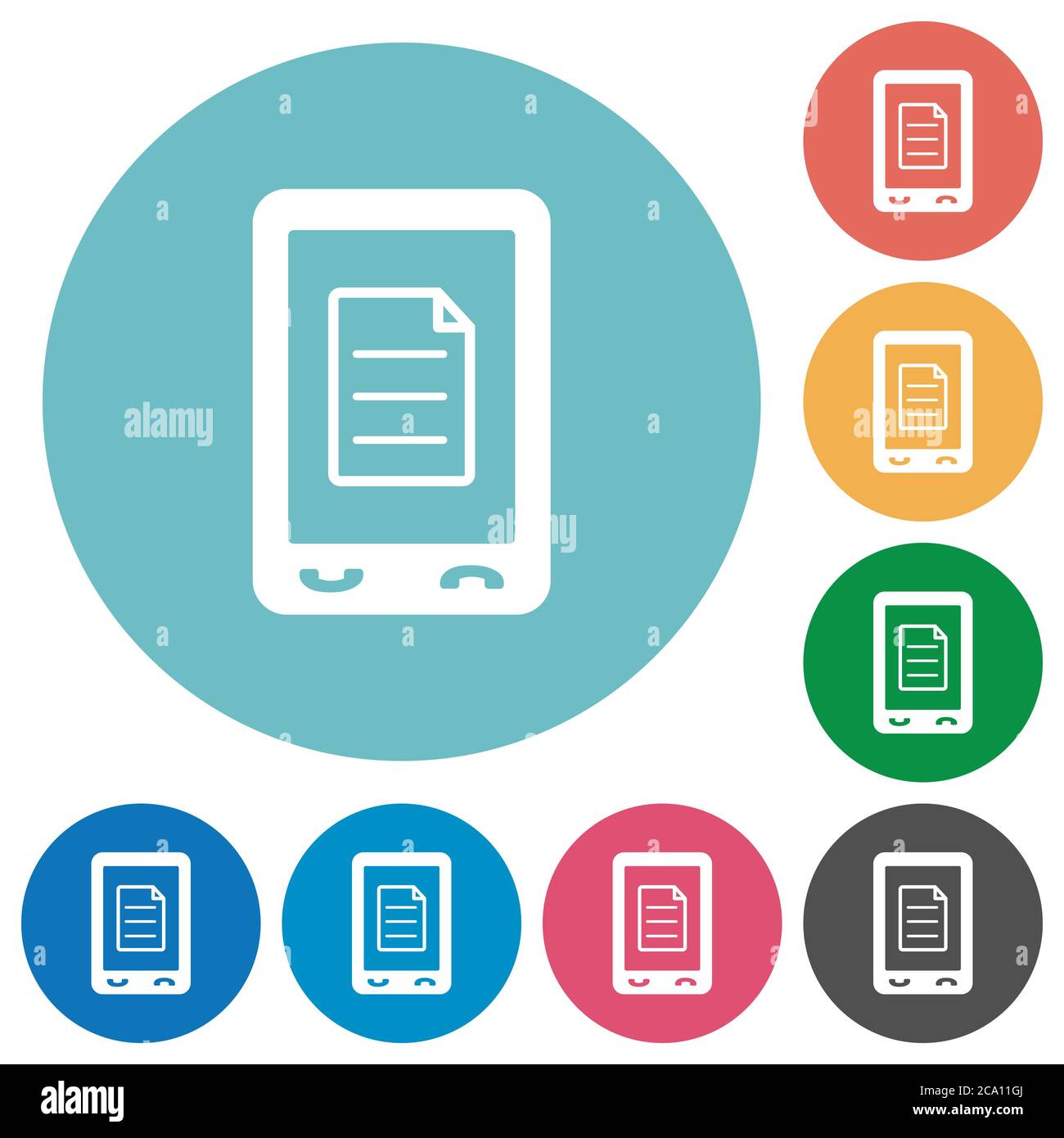 Mobile call list flat white icons on round color backgrounds Stock ...