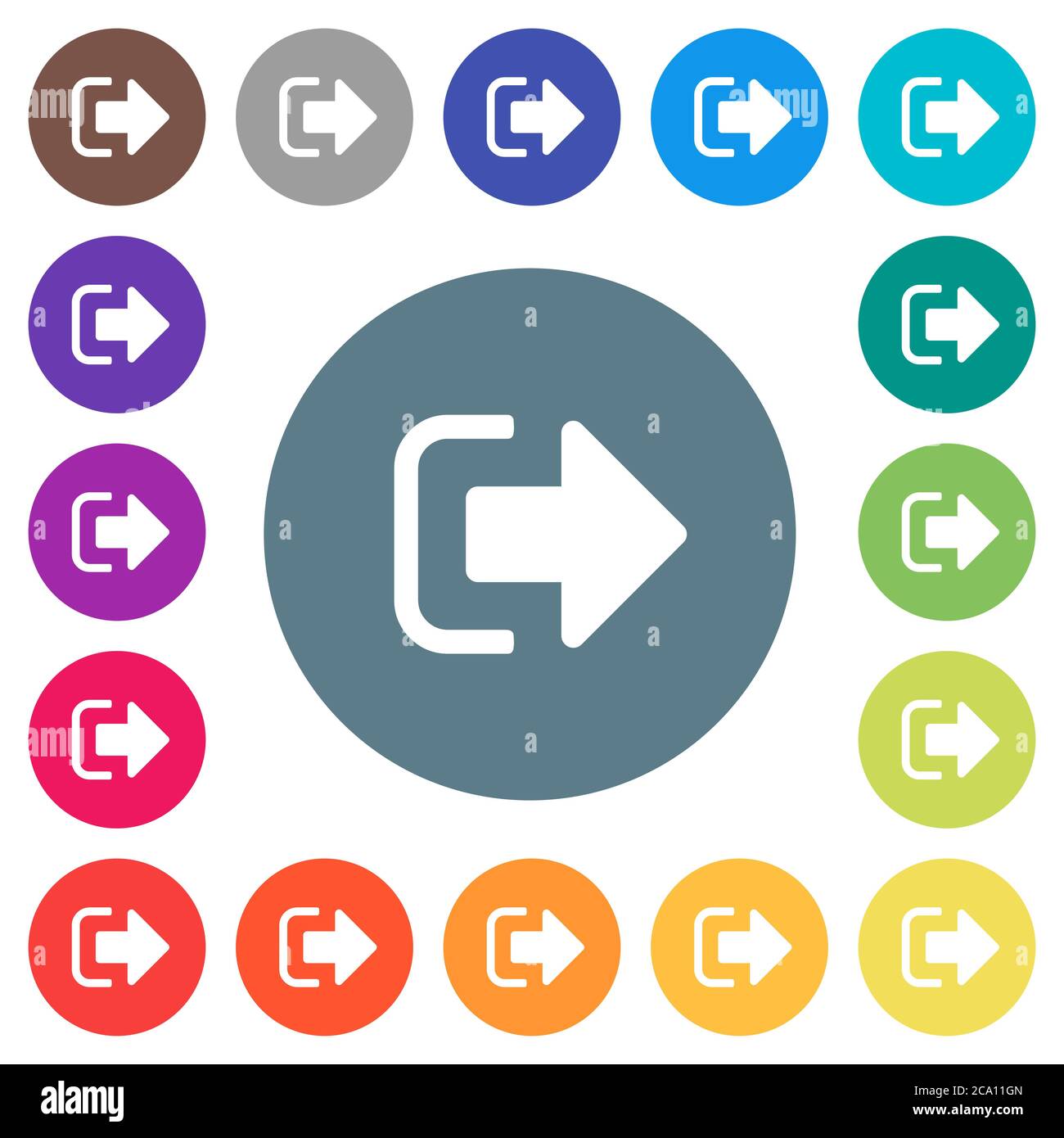 Sign out flat white icons on round color backgrounds. 17 background ...